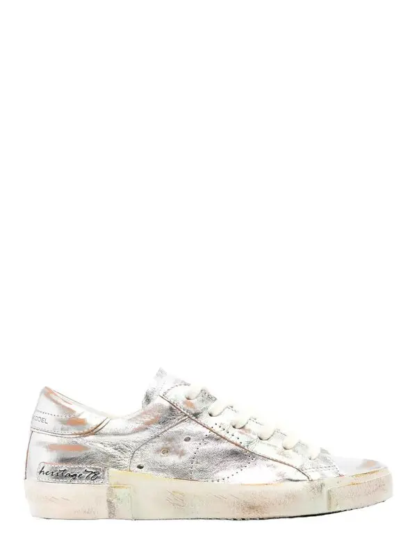 Philippe Model Prsx Leather Sneakers - Silver