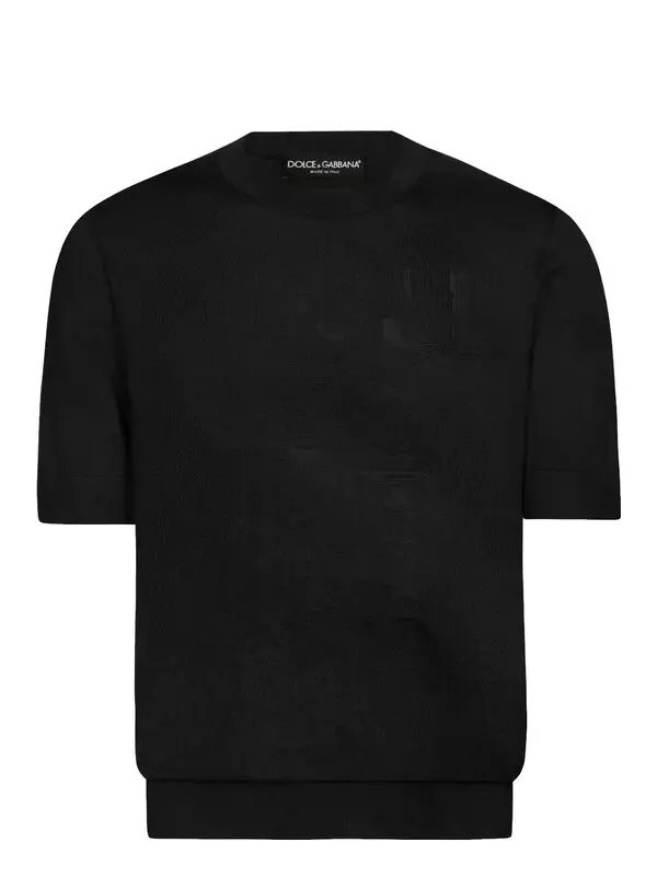 Dolce & Gabbana Logo-embroidered Silk Sweater - Black
