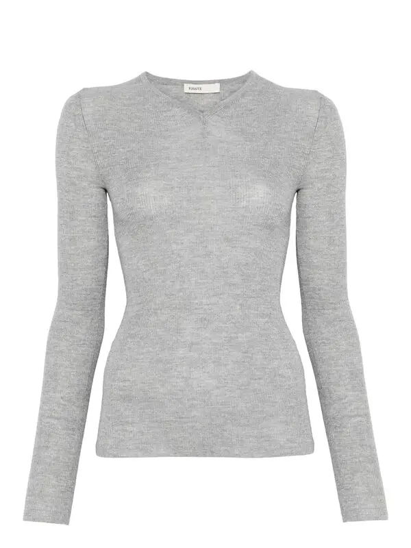 Khaite Ribbed V-neck Sweater - Grey
