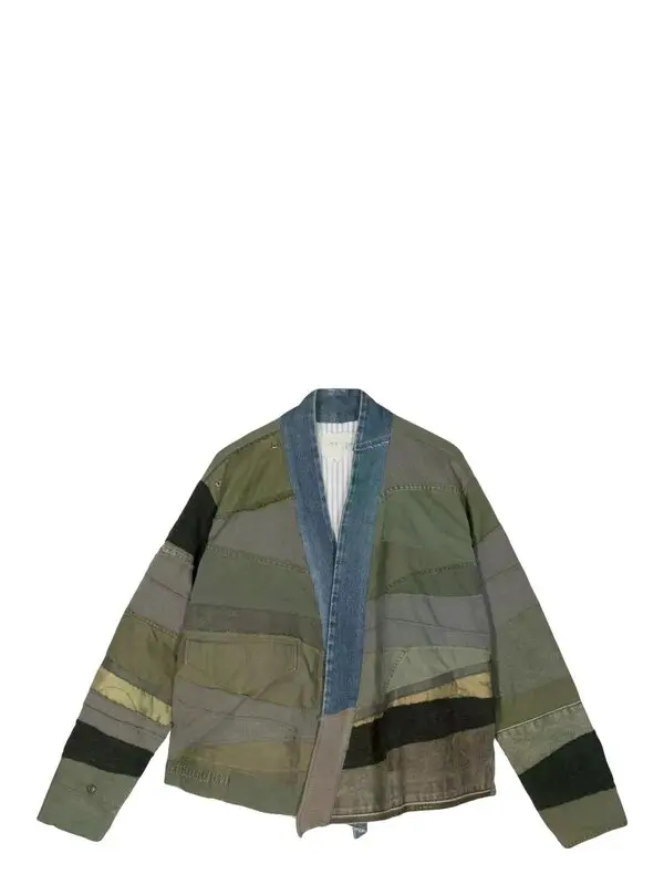 GREG LAUREN Shawl-collar Patchwork Jacket - Green