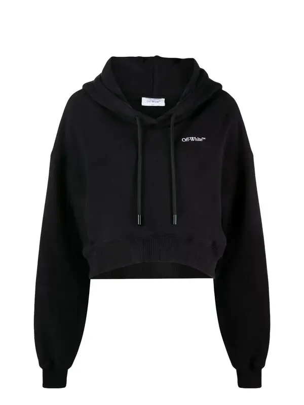 Off-White Logo-print Cropped Hoodie - Black