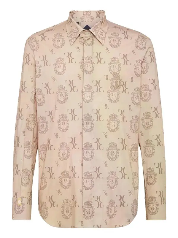 BILLIONAIRE Logo-print Stretch-cotton Shirt - Neutrals
