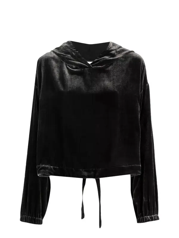 Aspesi Velvet Drawstring Hoodie - Grey