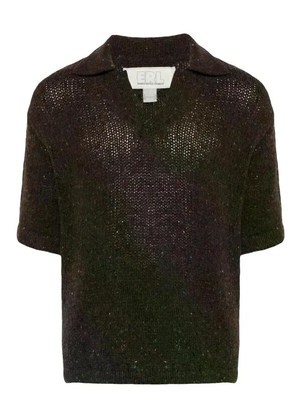 ERL Speckle-knit Polo Sweater - Brown