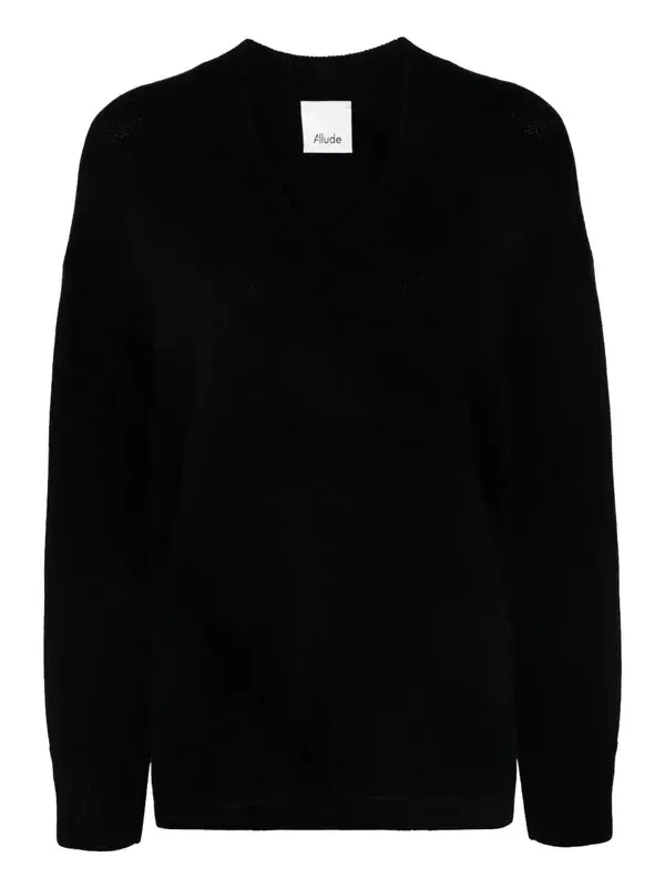 ALLUDE Cashmere V-neck Sweater - Black