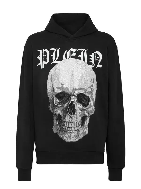 Philipp Plein Skull-print Rhinestone-embellished Hoodie - Black
