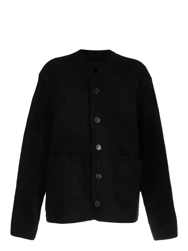Isabel Benenato Paneled Button-down Cardigan - Black