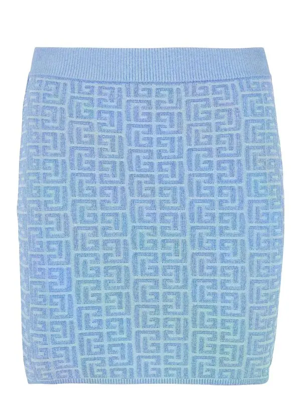 Balmain Labyrinth-jacquard Skirt - Blue