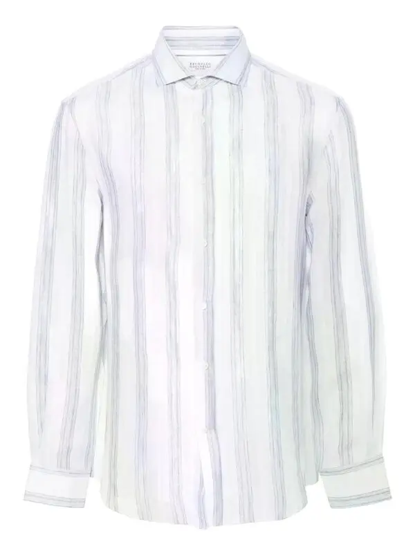 Brunello Cucinelli Striped Linen Shirt - White