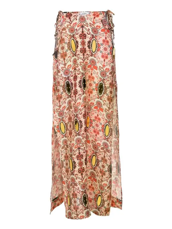 AMIR SLAMA Floral-print High-waisted Long Skirt - Multicolour
