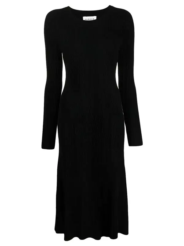 P.a.r.o.s.h Ribbed-knit Midi Dress - Black