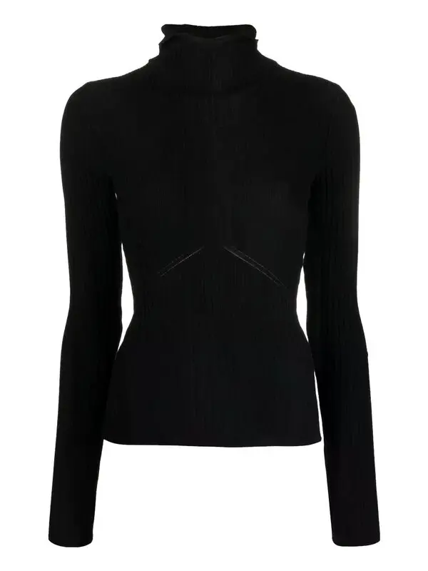 ANDREĀDAMO High-neck Ribbed-knit Hooded Jumper - Black