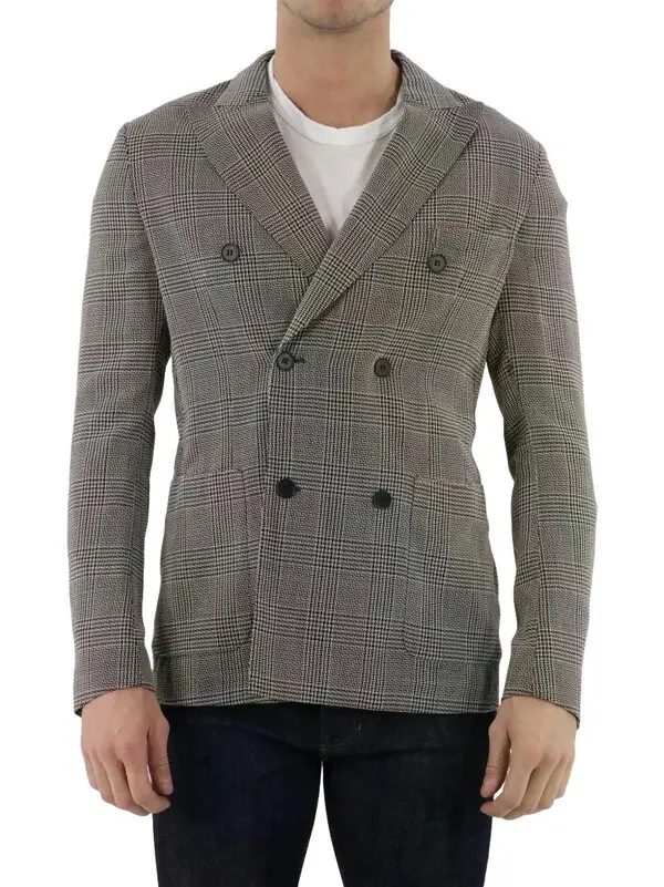 TONELLO Glen Plaid Double-breasted Jacket - Neutrals