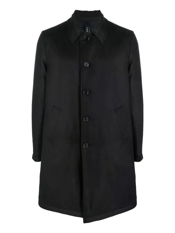 LARDINI Single-breasted Wool And Cashmere Coat - Black