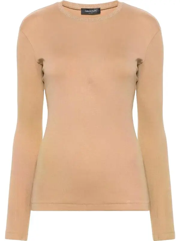 Fabiana Filippi Knit-collar T-shirt - Neutrals