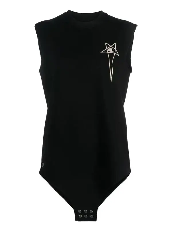 Rick Owens Logo-embroidered Cotton Tank Top - Black