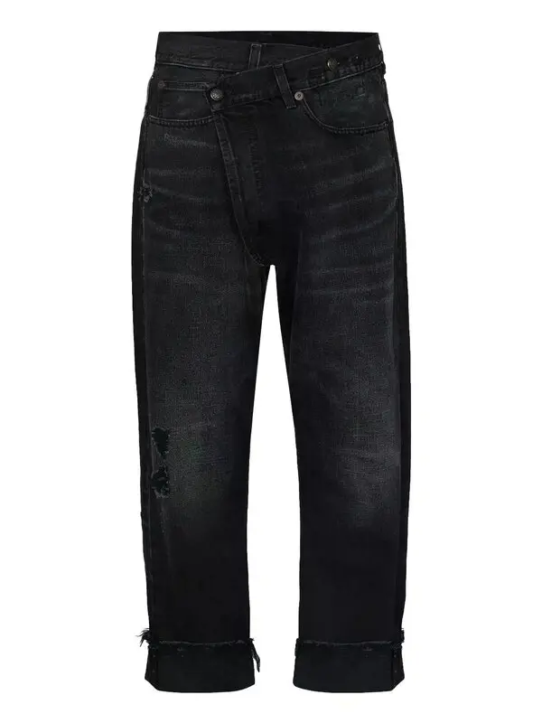 R13 Crossover Cropped Jeans - Black