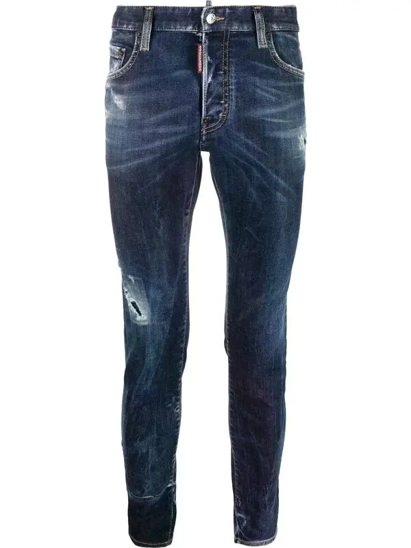 Dsquared2 Slim-fit Distressed Jeans - Blue
