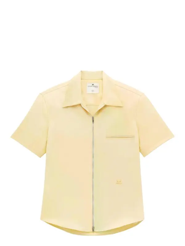 COURREGES Logo-appliqué Twill Shirt - Neutrals