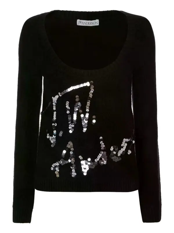 JW Anderson Paillette-embellished Ribbed Jumper - Black