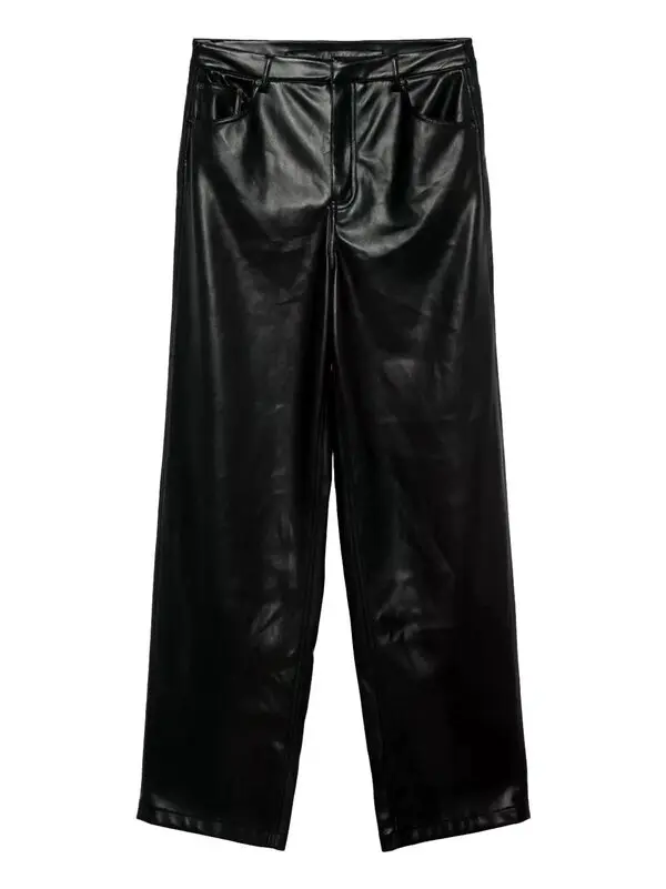 ROTATE BY BIRGER CHRISTENSEN Faux Leather Wide Leg Trousers - Black