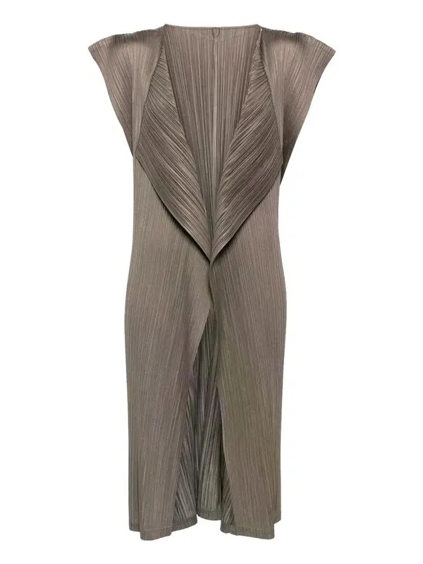 Issey Miyake Plissé Satin Cardigan - Brown