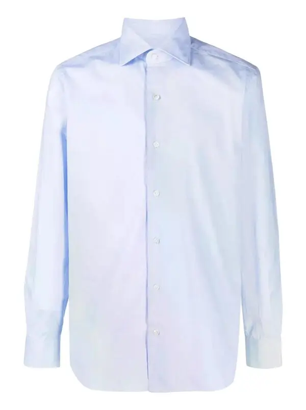 BARBA NAPOLI Spread-collar Cotton Shirt - Blue