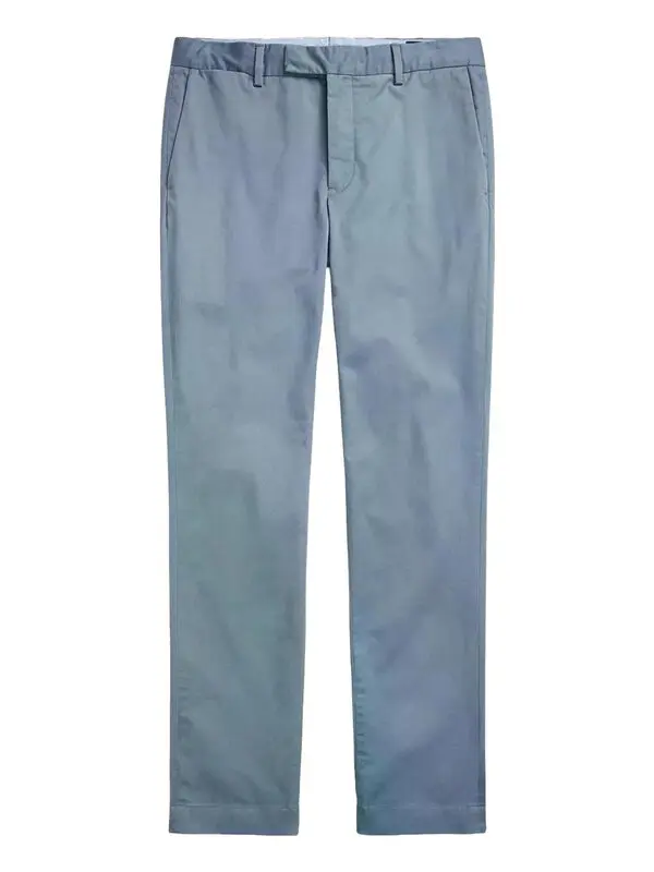 Polo Ralph Lauren Twill Straight-leg Trousers With Logo Tag - Blue