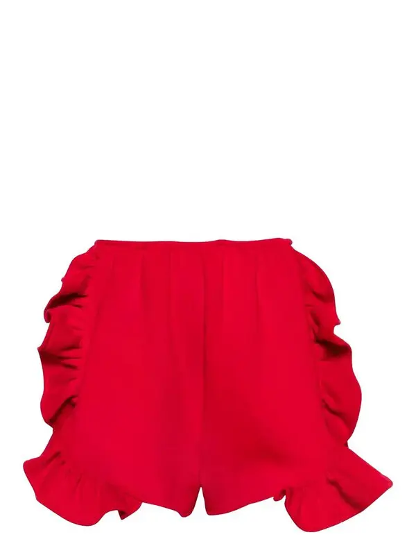 IOANA CIOLACU Peony Ruffled Jersey Shorts - Red