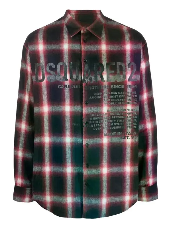 Dsquared2 Logo-print Checked Cotton Shirt - Red