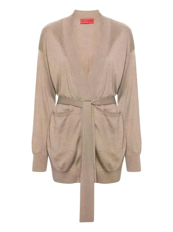 WILD CASHMERE Scarlet Open-front Belted Cardigan - Neutrals