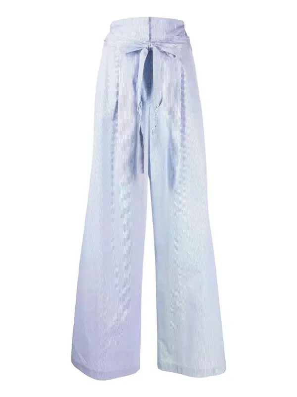 MAISON JEJIA Stripe-print Tie-waist Palazzo Pants - Blue