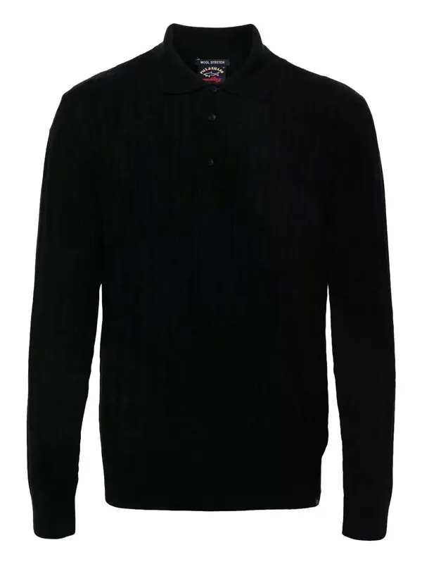 Paul & Shark Cable-knit Polo Shirt - Blue
