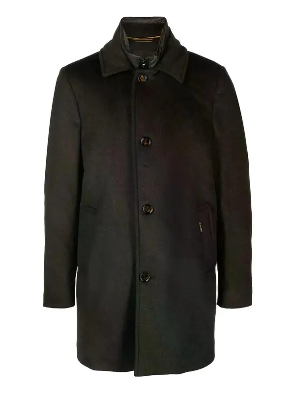 MOORER Single-breasted Peak Lapel Coat - Brown