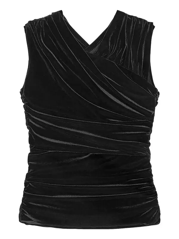 GANNI Ruched-detailing Top - Black