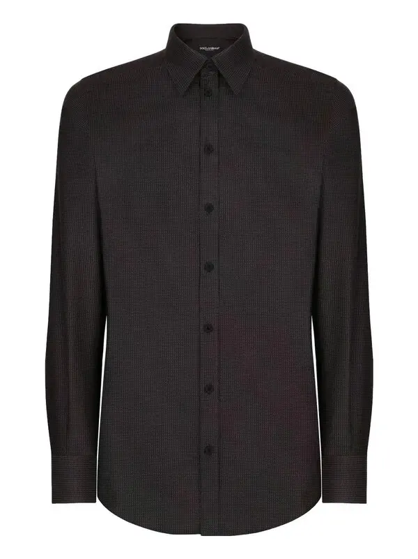Dolce & Gabbana Micro Polka-dot Shirt - Black
