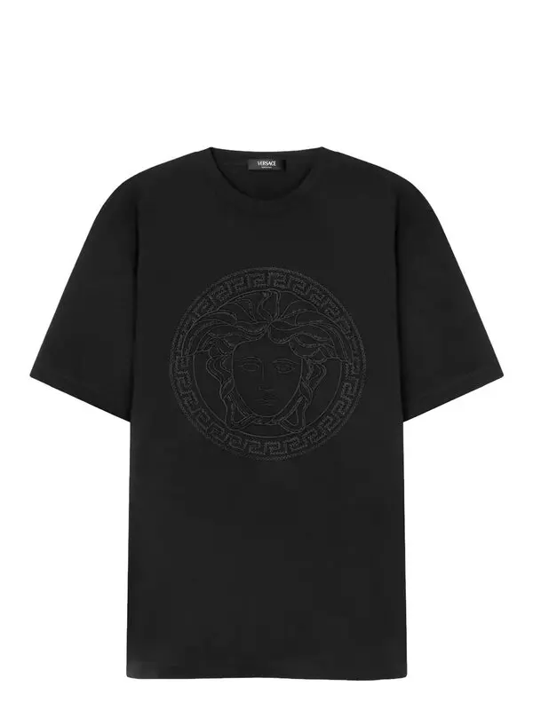 Versace Medusa-embroidered T-shirt - Black