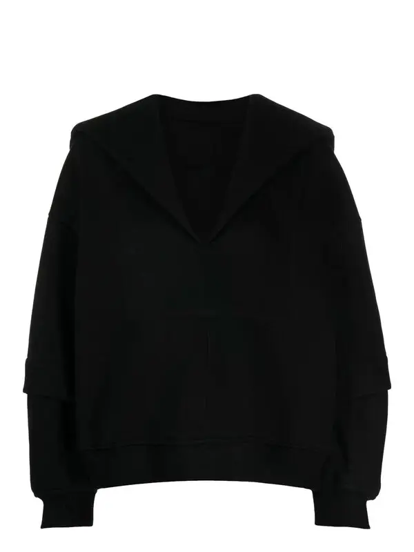 IOANA CIOLACU Sailor-collar V-neck Top - Black