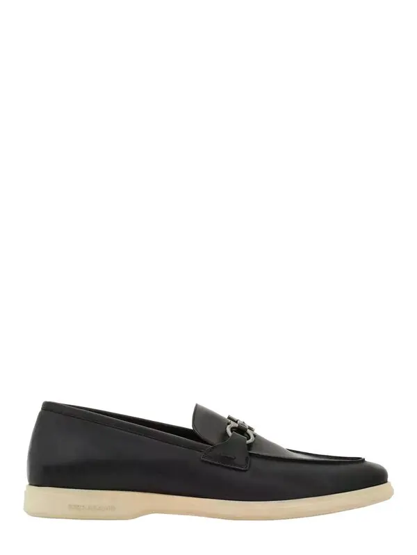 FERRAGAMO Gancini-plaque Leather Loafers - Black