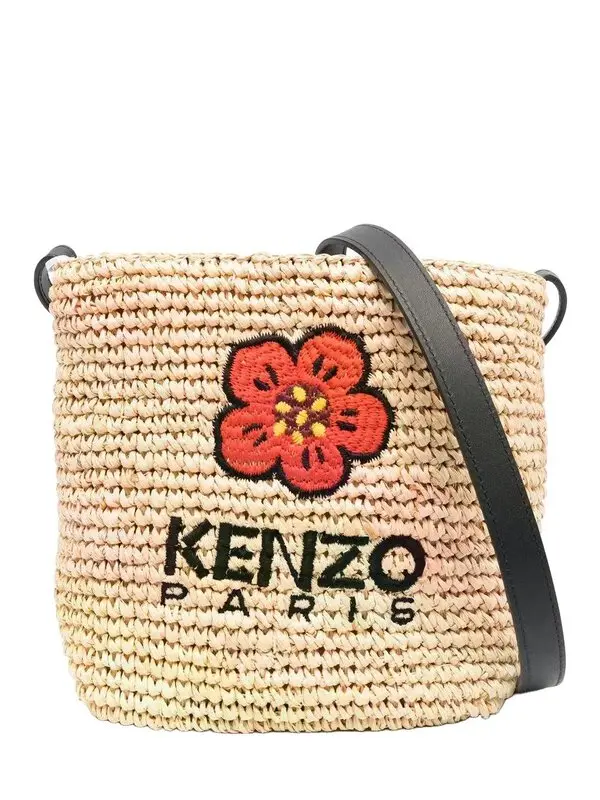 Kenzo Boke Flower Raffia Crossbody Bag - Neutrals