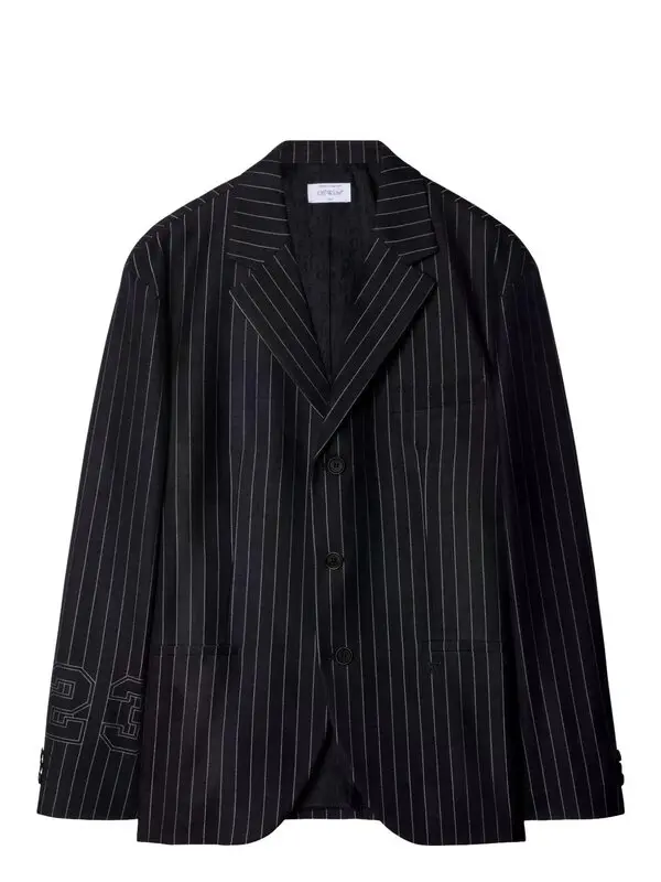 Off-White 23-print Pinstriped Blazer - Black