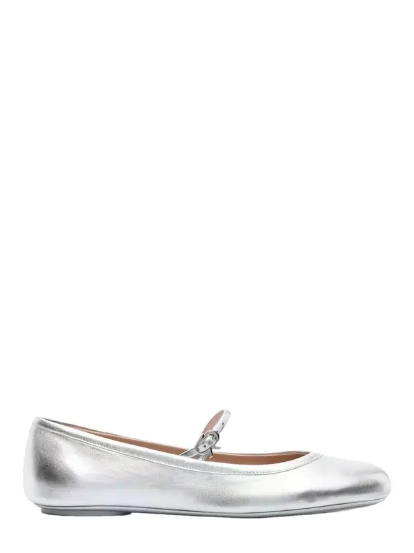 GIANVITO ROSSI Carla Leather Ballerina Flats - Silver