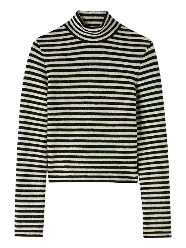JIL SANDER Logo-patch Striped Wool Sweater - Black