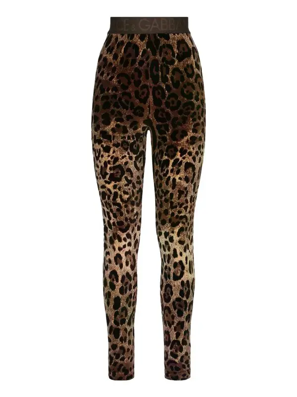 Dolce & Gabbana Leopard-print Jacquard Leggings - Brown