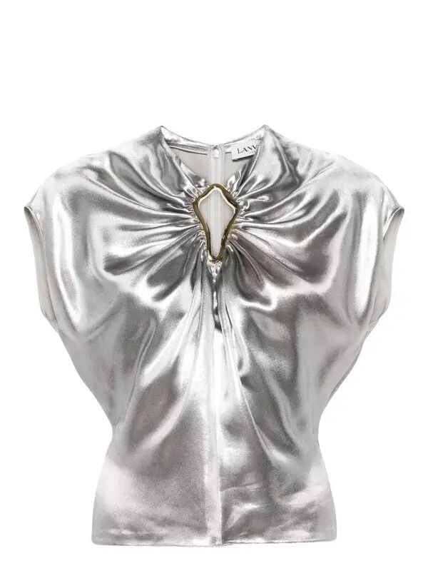 LANVIN Embellished Lamé Top - Silver