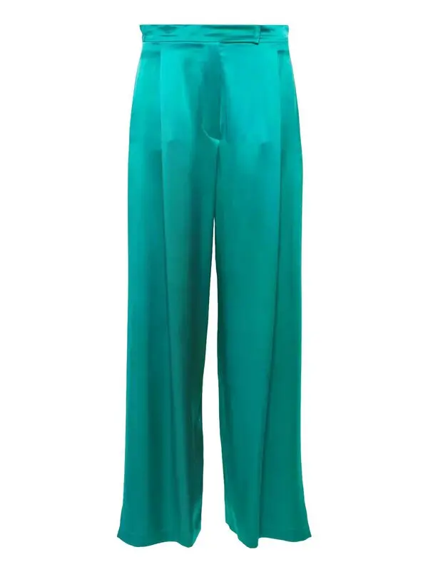 Max Mara Side-slit Silk Palazzo Pants - Green