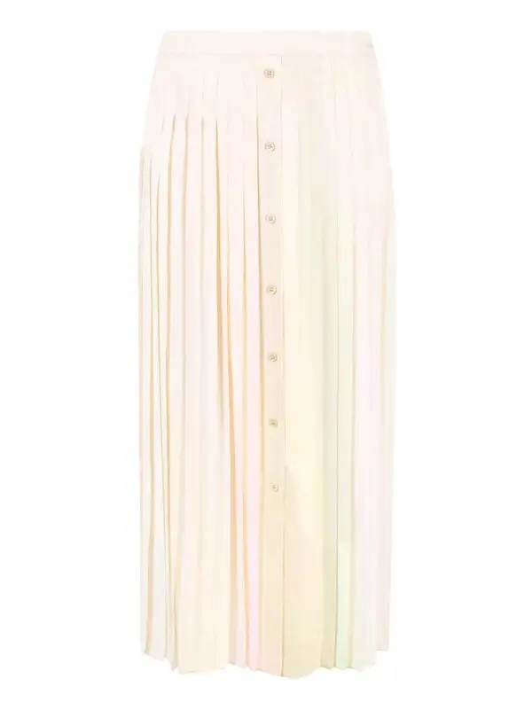 Prada Logo-jacquard Silk Pleated Skirt - Neutrals