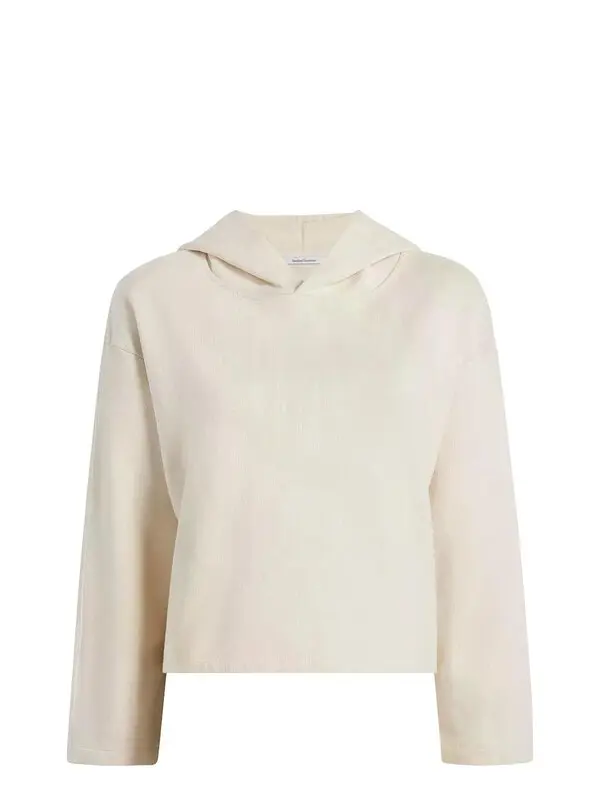 Another Tomorrow Cropped Jersey Hoodie - Neutrals