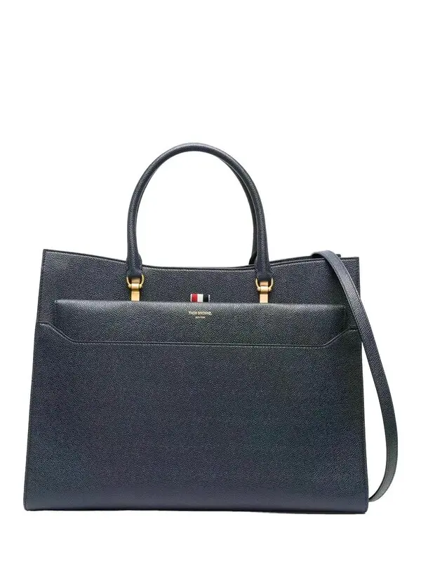 Thom Browne Pebbled Leather Duet Tote - Blue