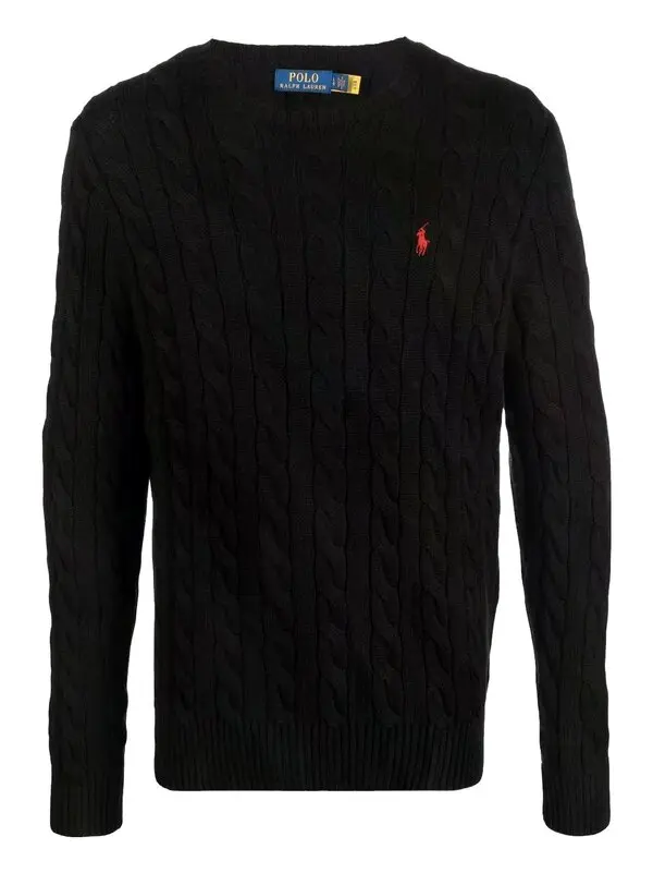 Polo Ralph Lauren Logo-embroidered Cable-knit Jumper - Black